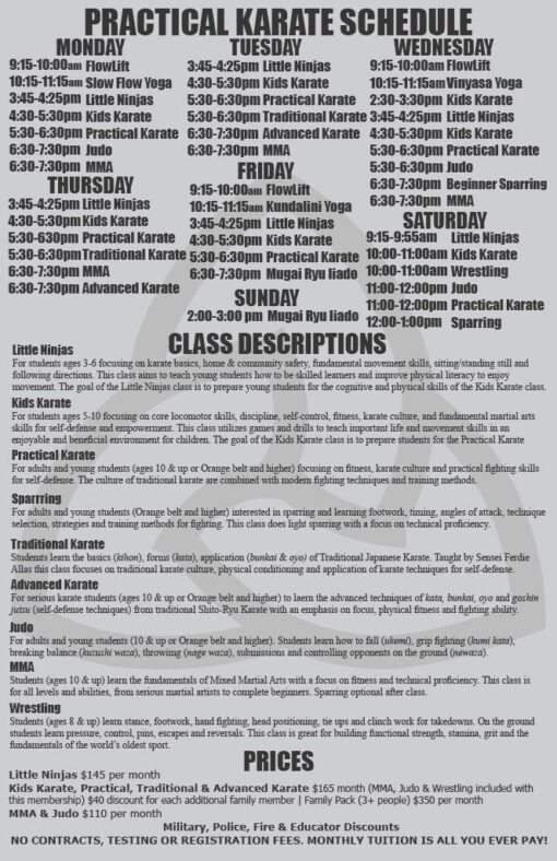 Class Descriptions - Practical Karate